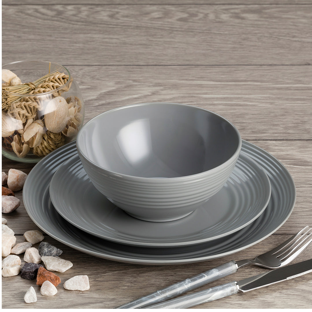 Flamefield Non Slip Cool Grey 12 Pc Melamine Set